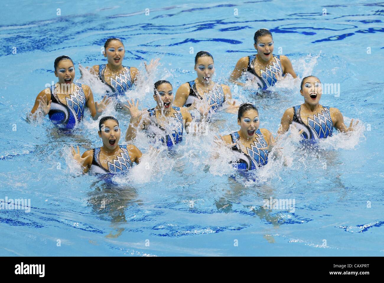 Japanese team routine during synchronized hi-res stock photography and ...