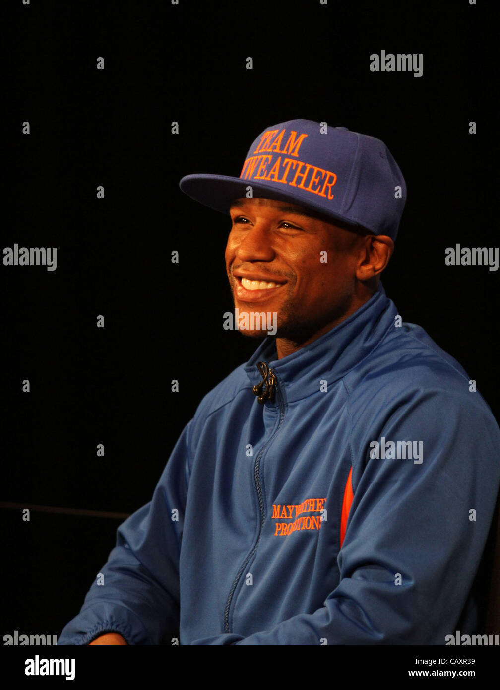 Floyd Mayweather sits for an HBO interview after his weigh-in with ...