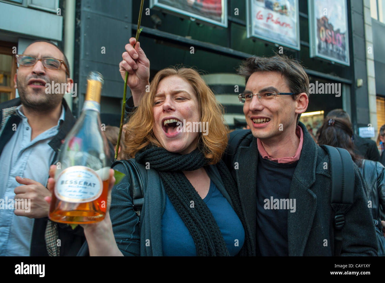 Paris, France, Crowd People Celebrating Results of the French ...
