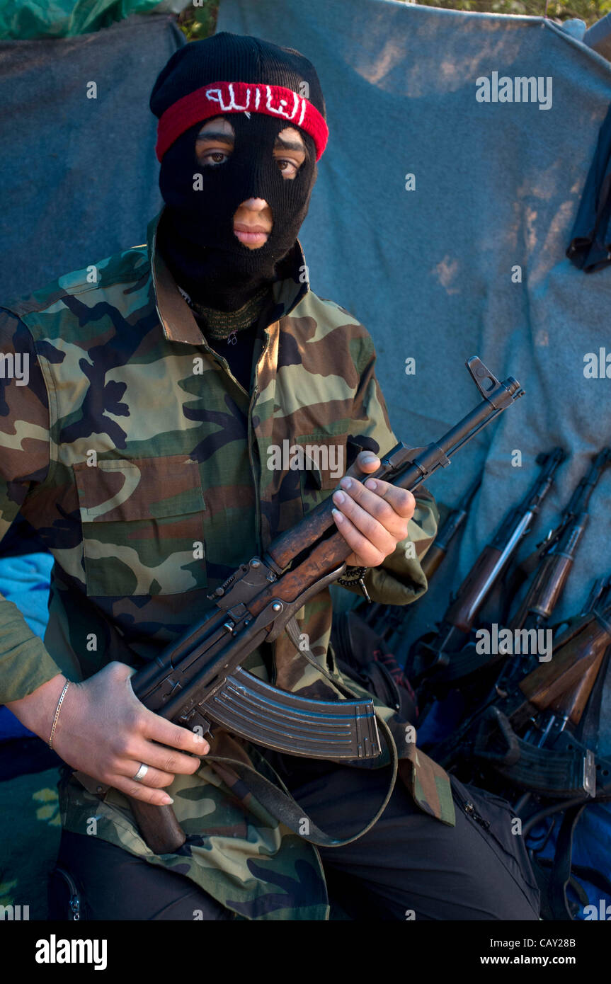 Free Syrian Army member in the hills of Idlib province, northern Syria ...