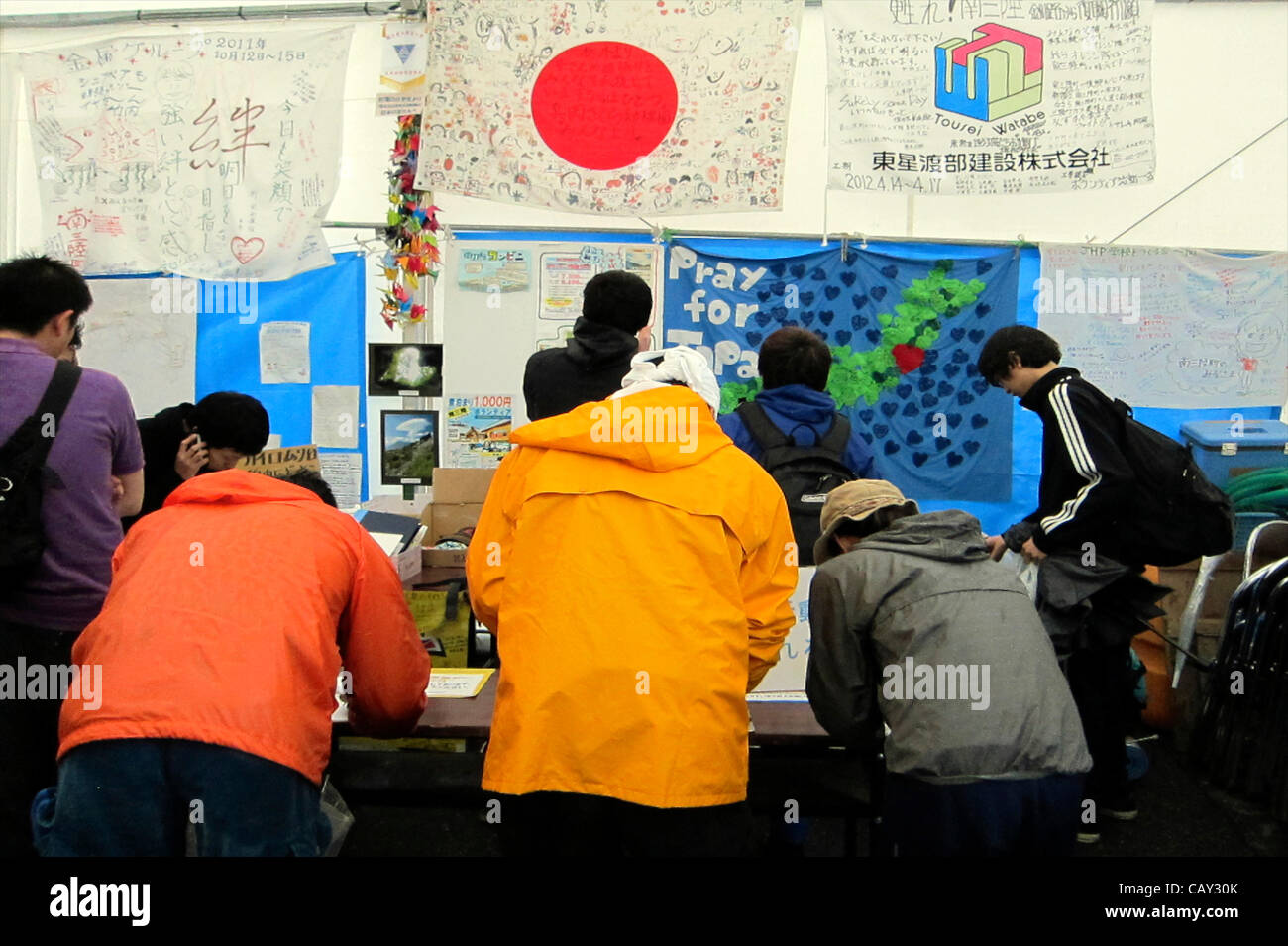 Minamisanriku, Miyagi, Japan - Volunteers register at Minamisanriku ...