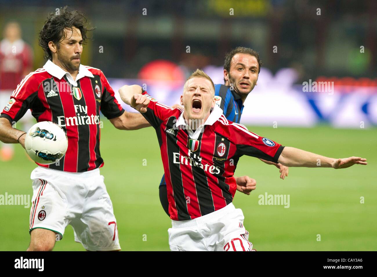 Ignazio Abate (Milan), Giampaolo Pazzini (Inter), MAY 6, 2012 ...