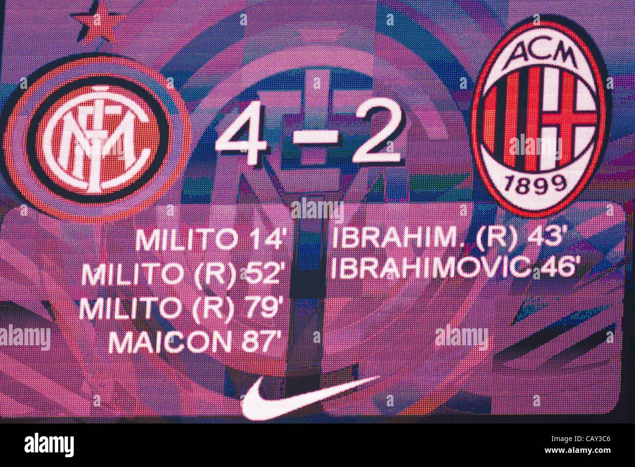 Scoreboard, MAY 6, 2012 - Football / Soccer : Italian "Serie A" match ...