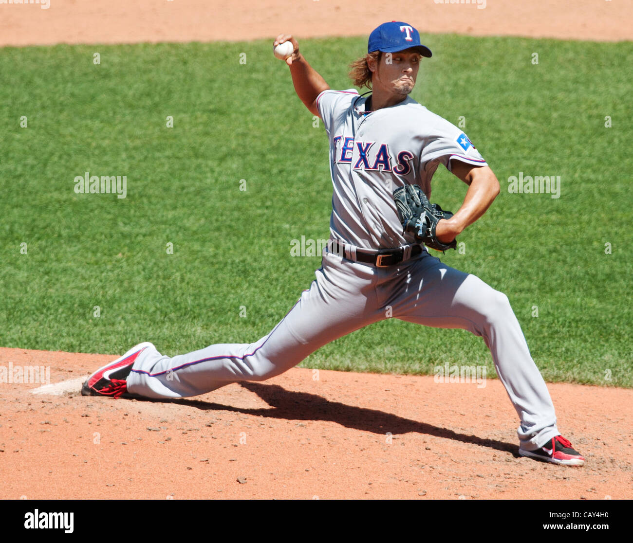 CLEVELAND, OH USA - MAY 6: Texas Rangers starting pitcher Yu Darvish ...