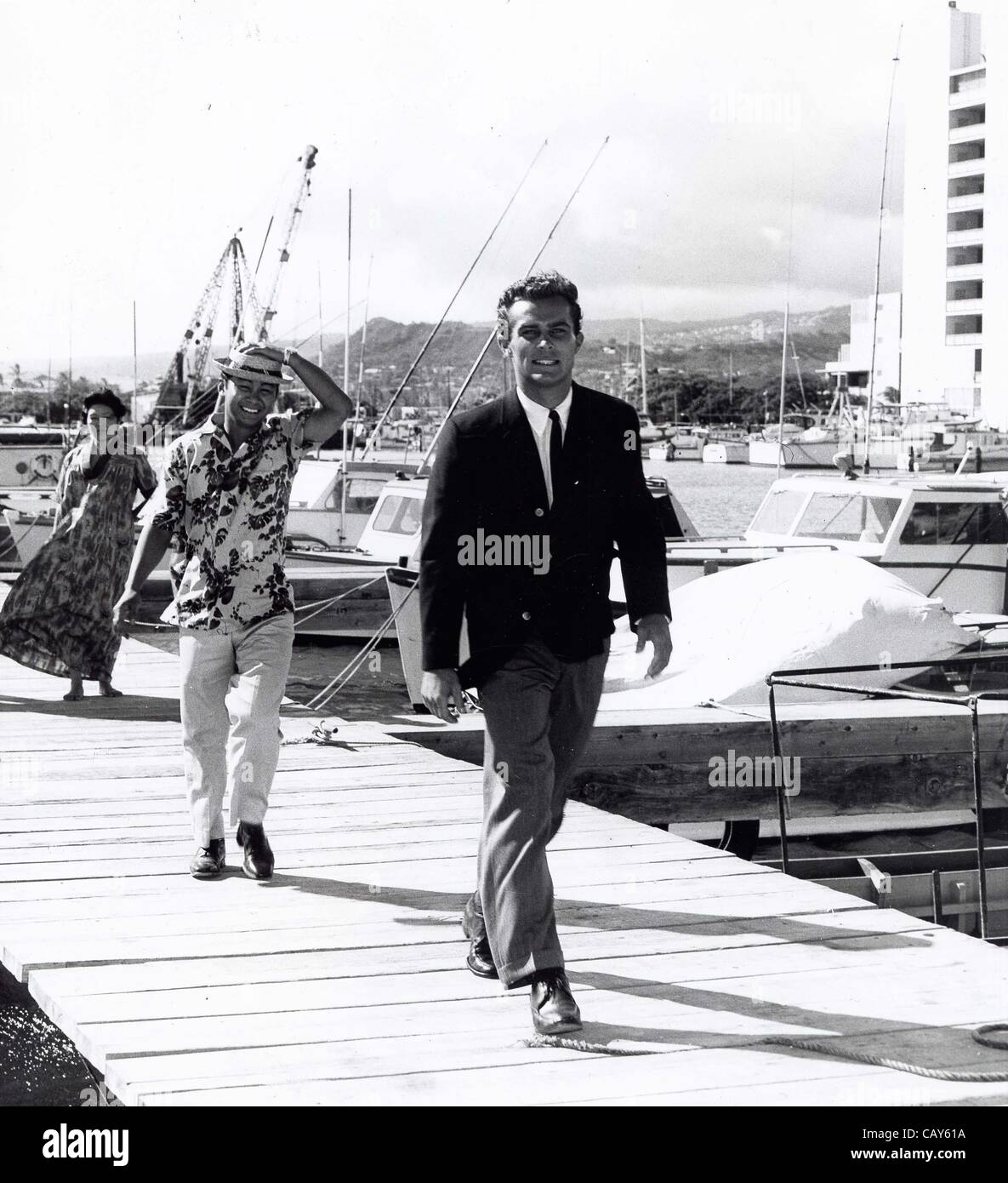ROBERT CONRAD with Poncie Ponce on location in Hawaii for Hawaiian Eye ...