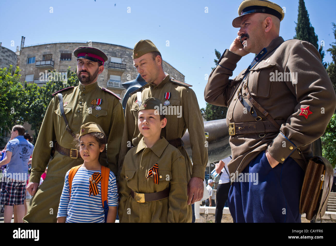 Old friends, veterans of World War Two, meet each other and show off ...