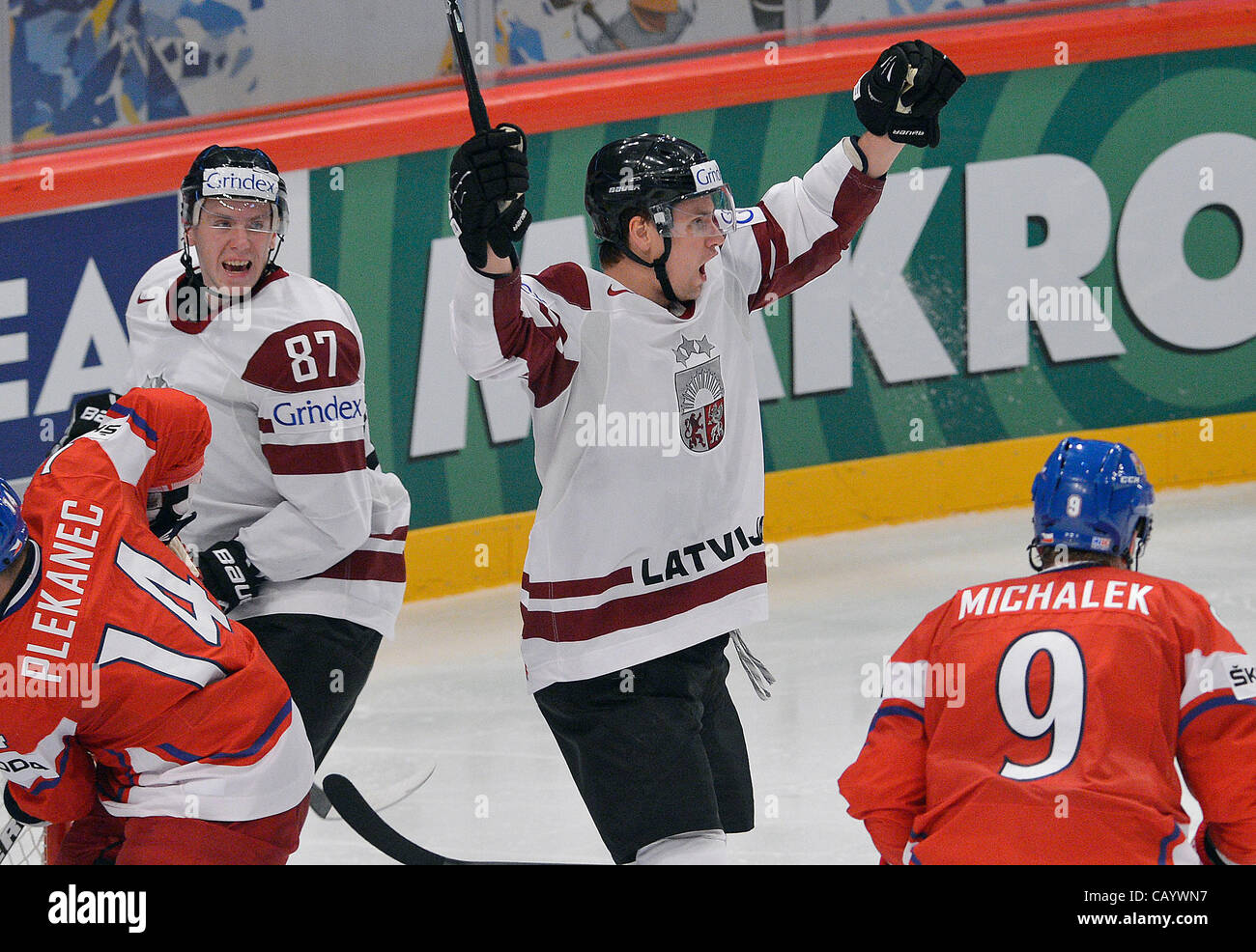 Gints Meija, Armands Berzins of Latvia during the match Czech Republic ...