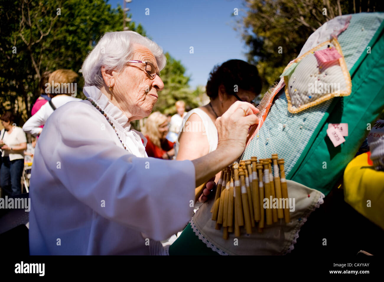 Bobbin part lace hi-res stock photography and images - Alamy