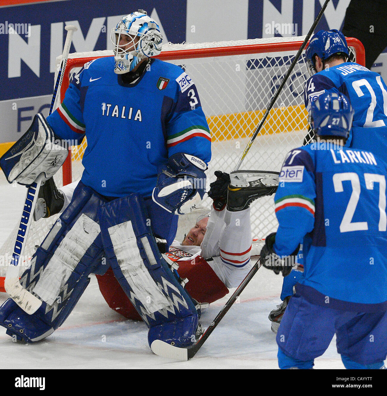 From left: goalkeeper Thomas Tragust (ITA), Jiri Novotny (CZE), Thomas ...