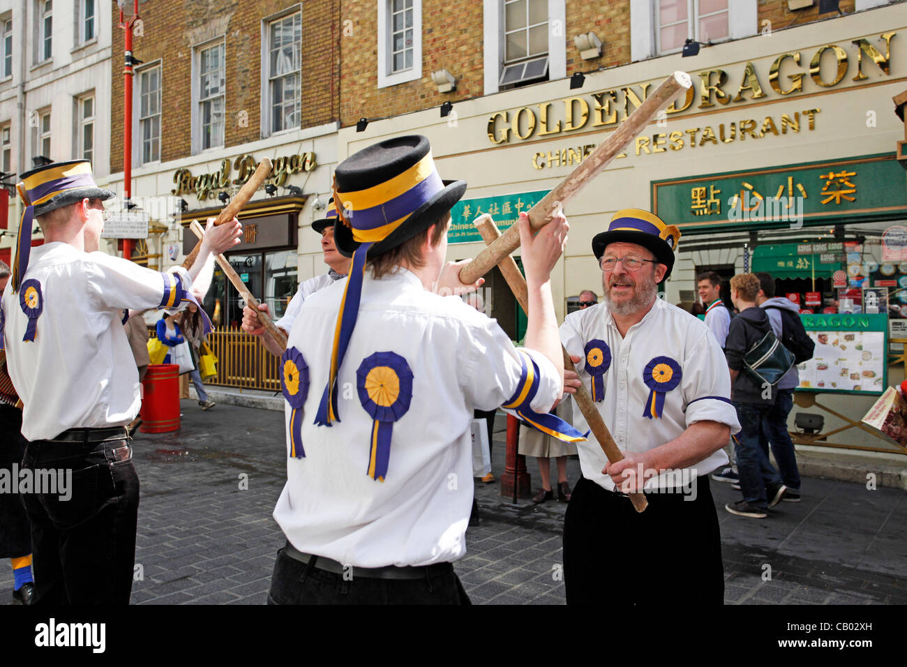 Hammersmith Morris Men dancing in Gerrard Street, Chinatown at the ...