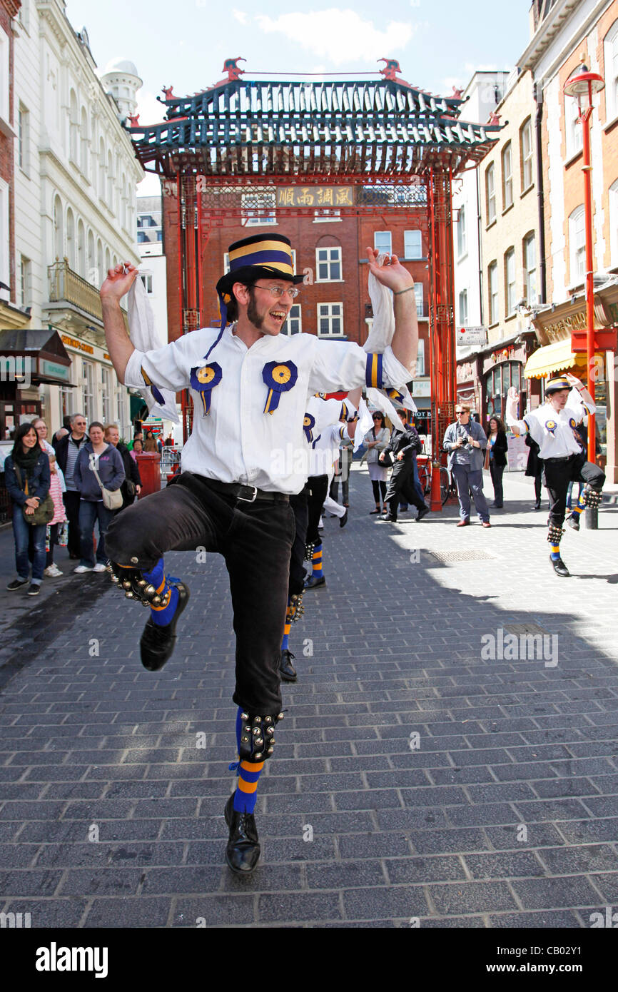 Hammersmith Morris Men dancing in Gerrard Street, Chinatown at the ...
