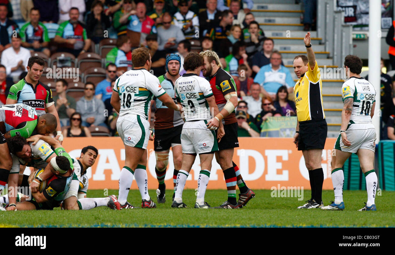 UK. 12.05.12 The Stoop, London, ENGLAND: Lee DICKSON of Northampton and ...