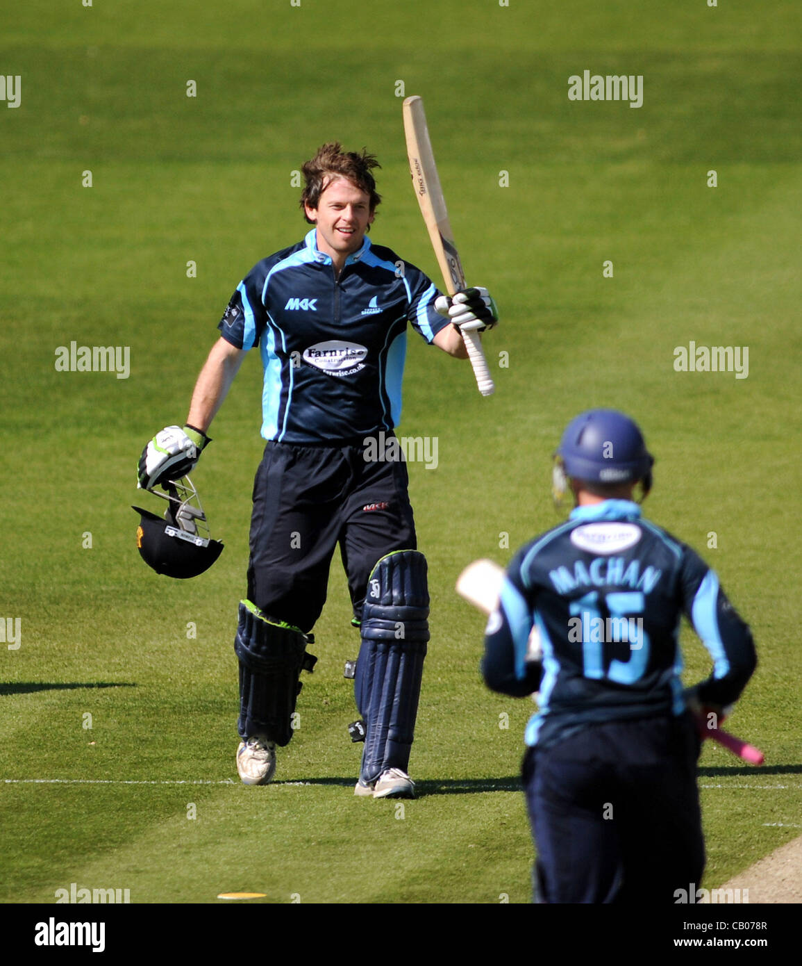 Sussex Sharks batsman Ed Joyce celebrates reaching his century against ...
