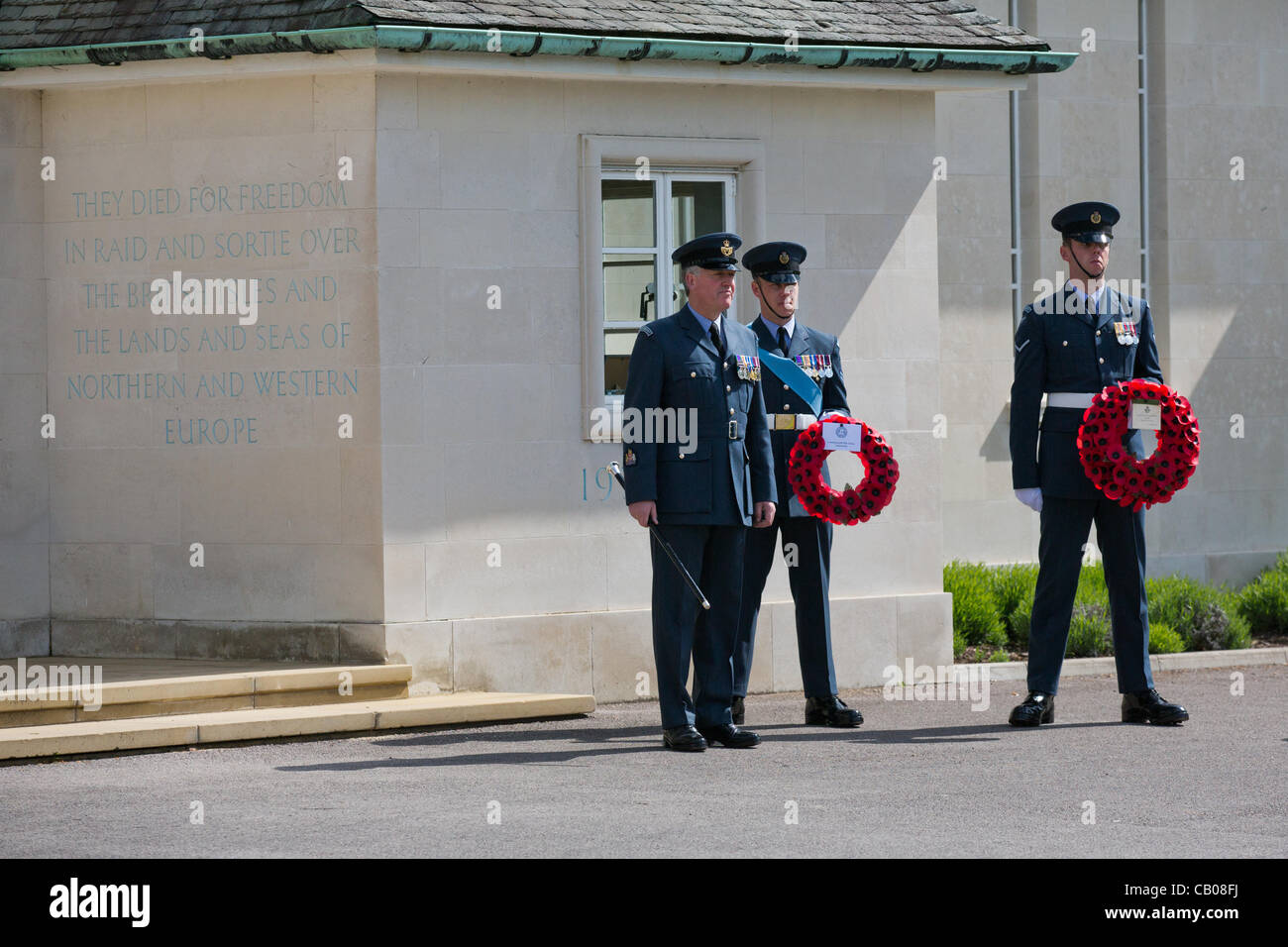 RAF Regiment wreath bearers at the Commonwealth Air Forces Memorial ...