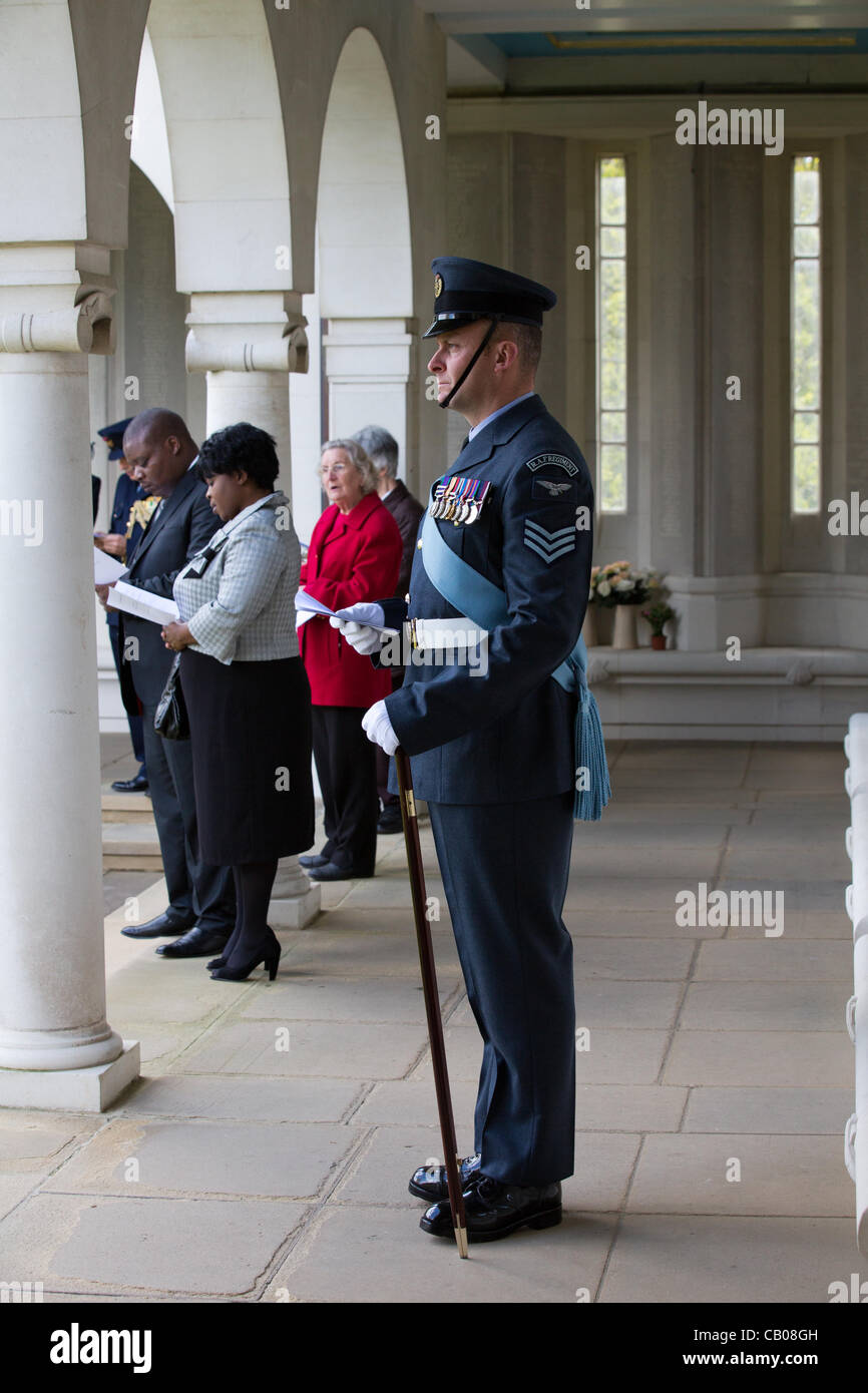 Decorated RAF Sergeant in the cloister of the Runnymede Air Forces ...
