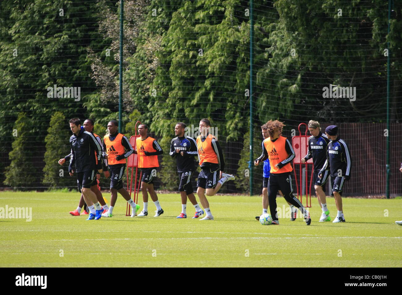 Chelsea Football Club players train at their Cobham training facility ...