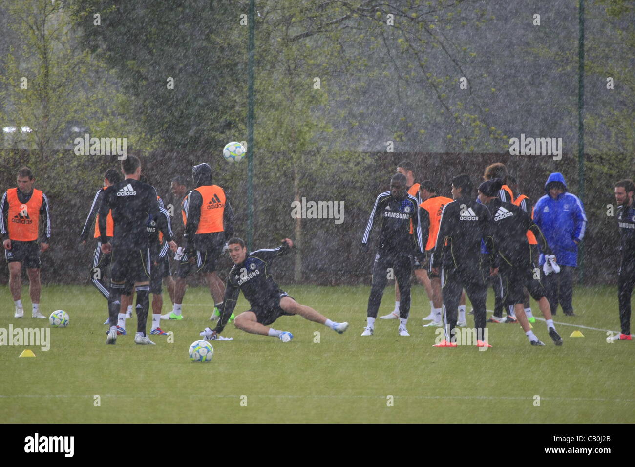Chelsea Football Club players train at their Cobham training facility ...
