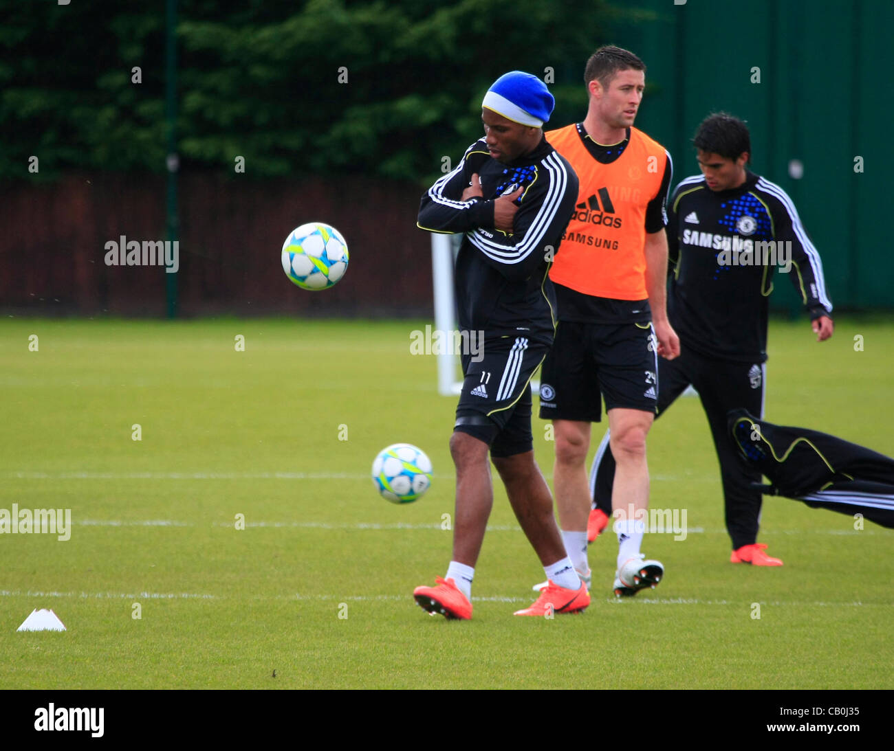 Chelsea Football Club players train at their Cobham training facility ...