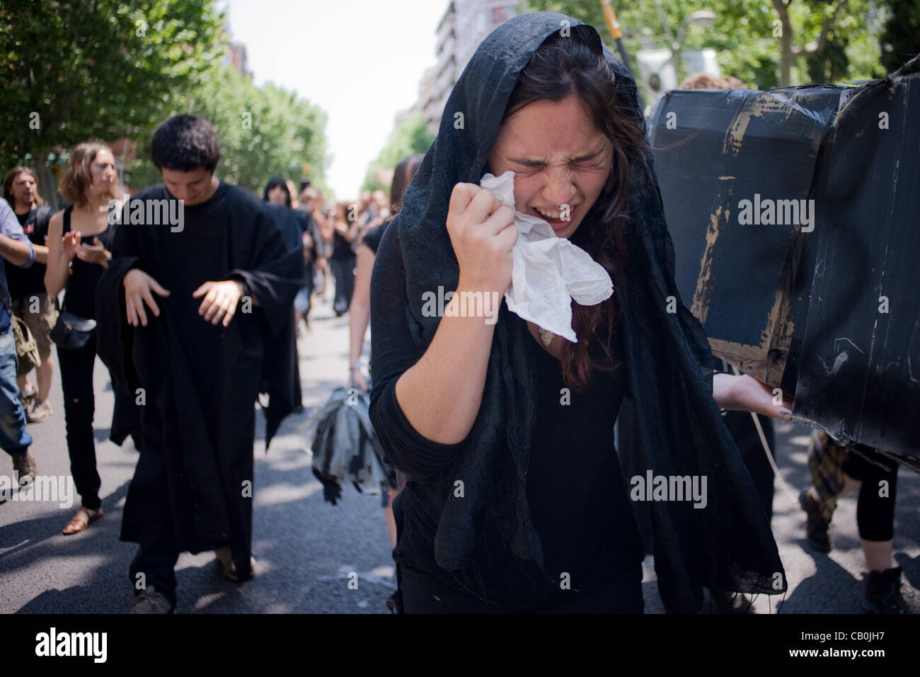 15 May; 2012-Barcelona-Spain. Woman crying. Coinciding with the first ...
