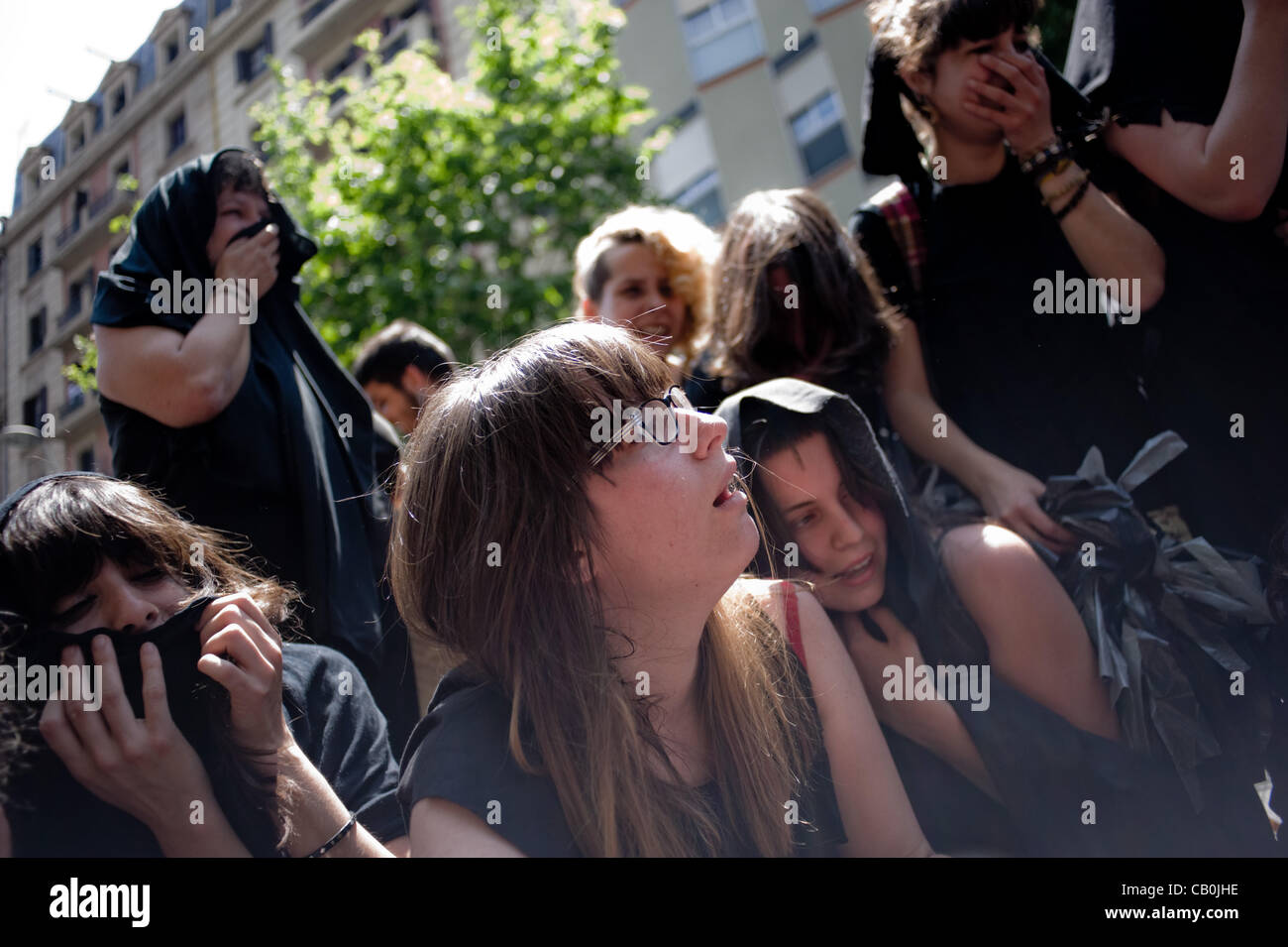 15 May; 2012-Barcelona-Spain. Women crying. Coinciding with the first ...