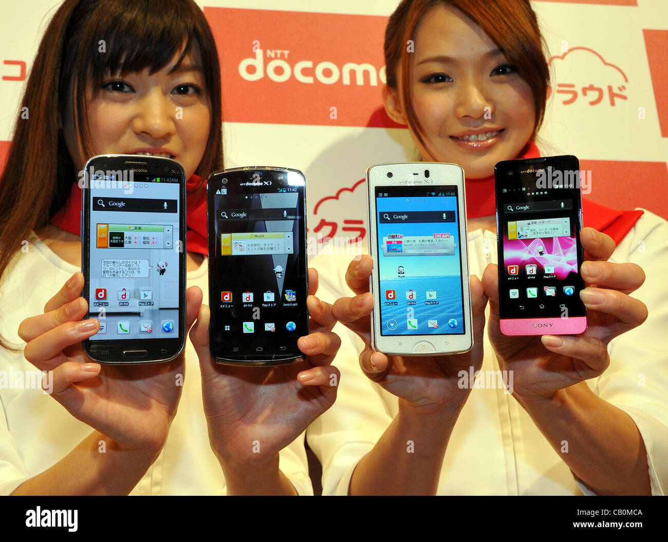May 16, 2012, Tokyo, Japan - Models show a new lineup of NTT Docomos ...