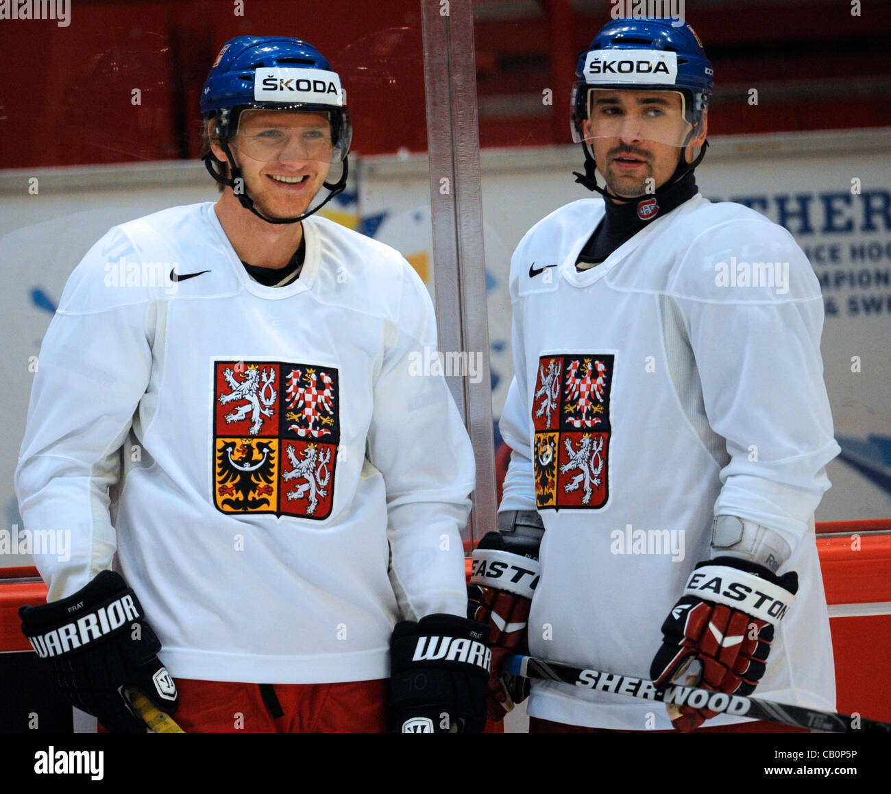 Martin Erat, Tomas Plekanec of Czech during training before the match ...