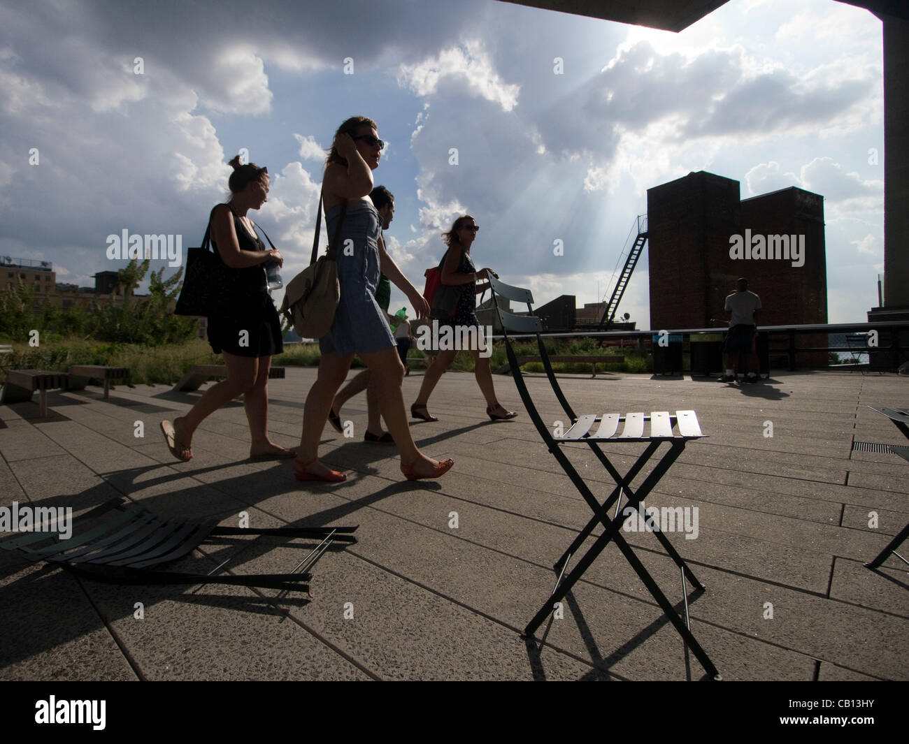Pedestrians walk on the High Line in New York, New York, United States ...