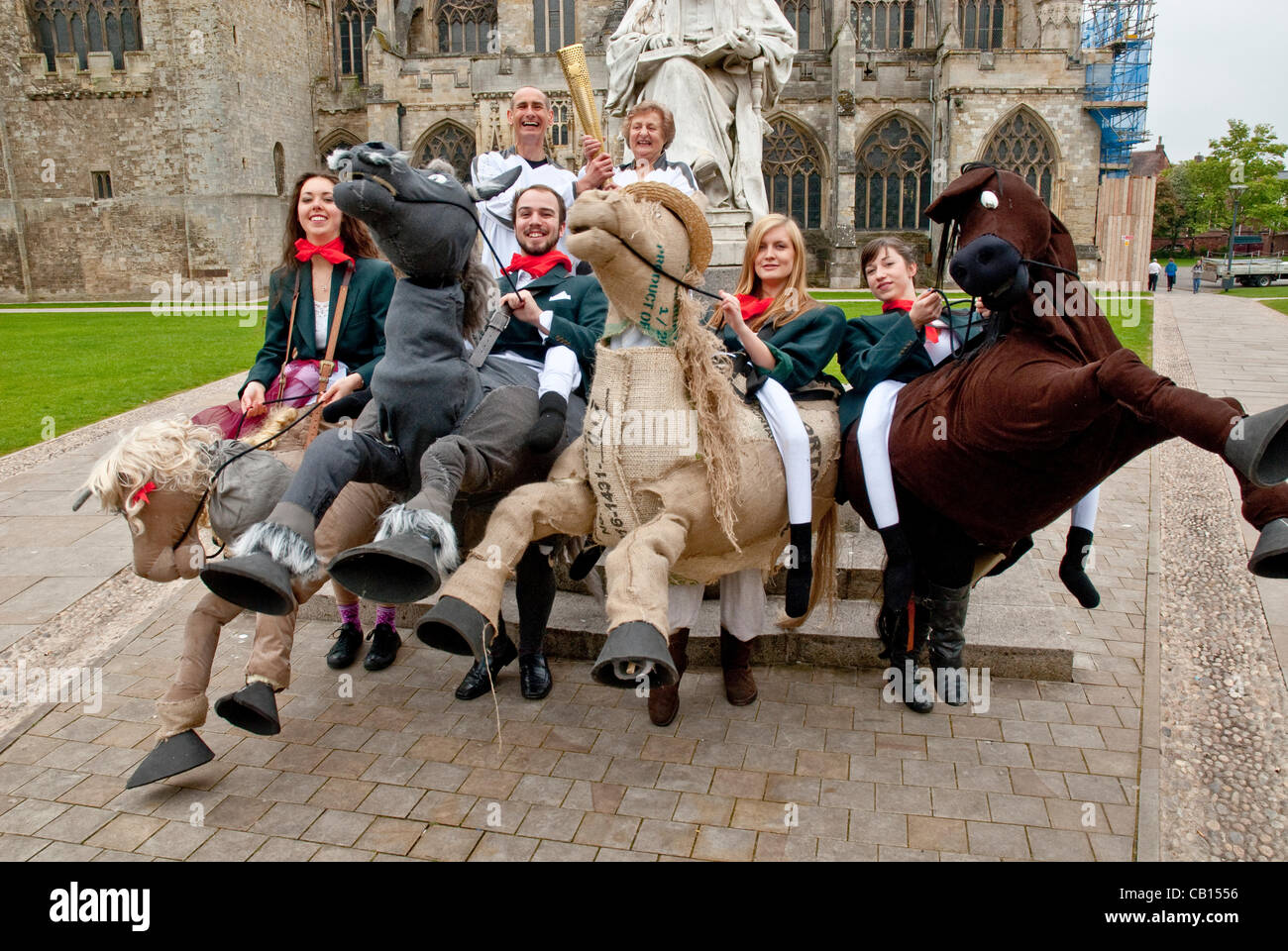 Exeter, UK. 18 May, 2012. Olympic Torchbearers Yvonne Budd from Exeter ...