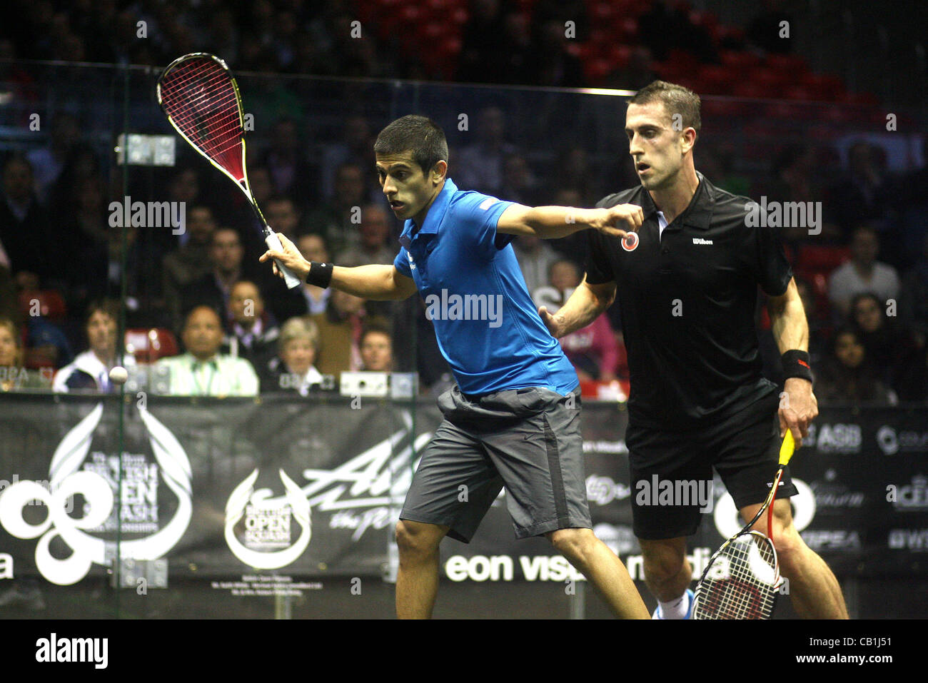 17.05.2012 The O2, London, England. Saurav Ghosal (IND) in action ...