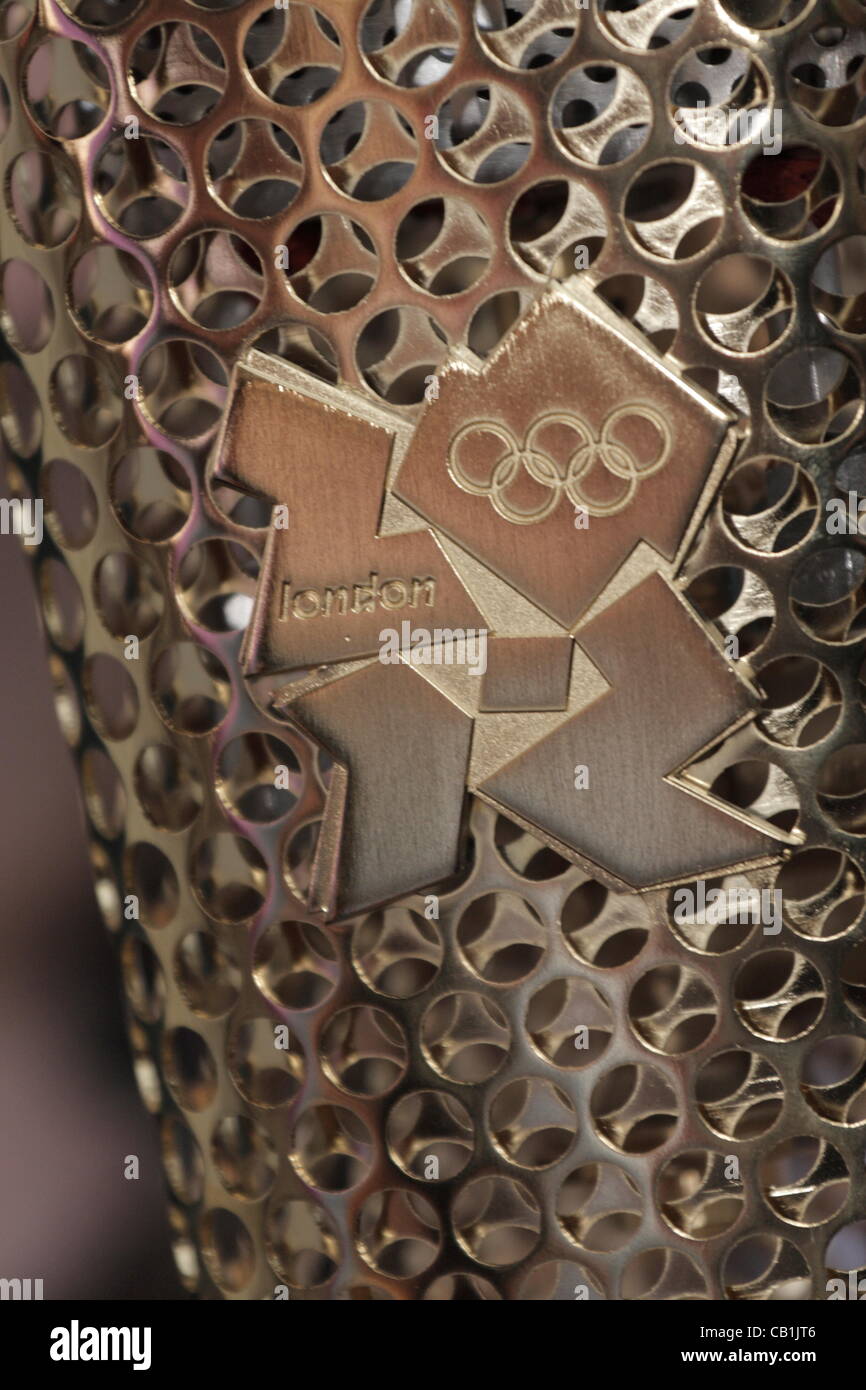 Close up of an Olympic Torch and five rings logo today in the Cathedral ...