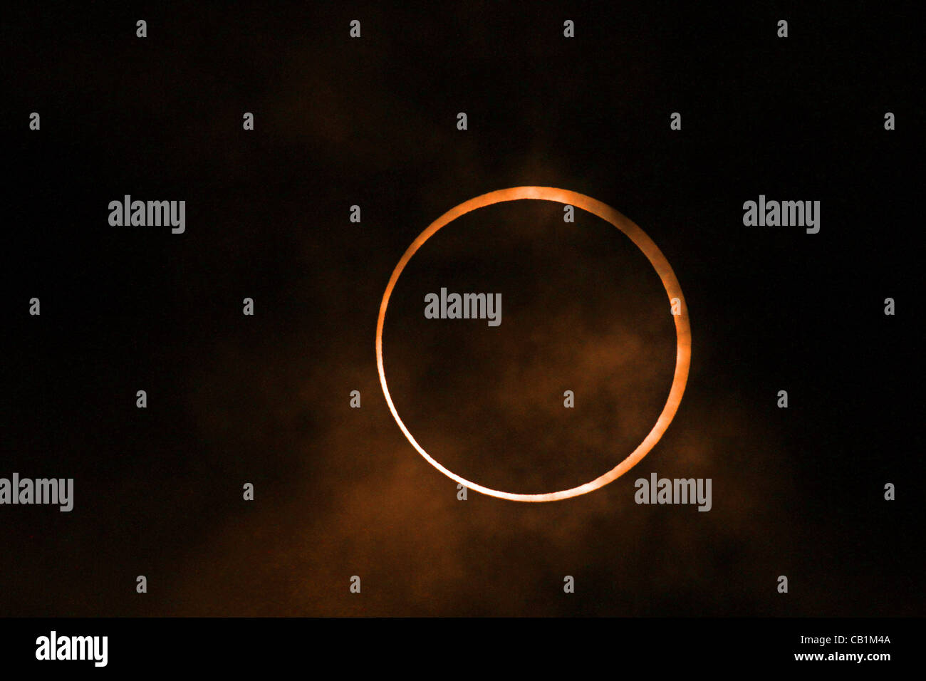 May 21, 2012, Osaka, Japan - The Annular solar eclipse is seen in ...