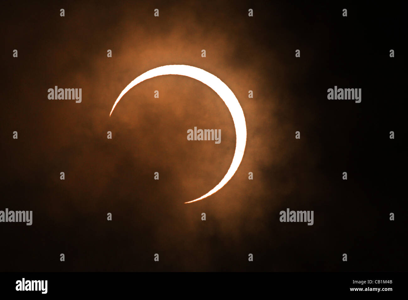 May 21, 2012, Osaka, Japan - The partial solar eclipse is seen in ...