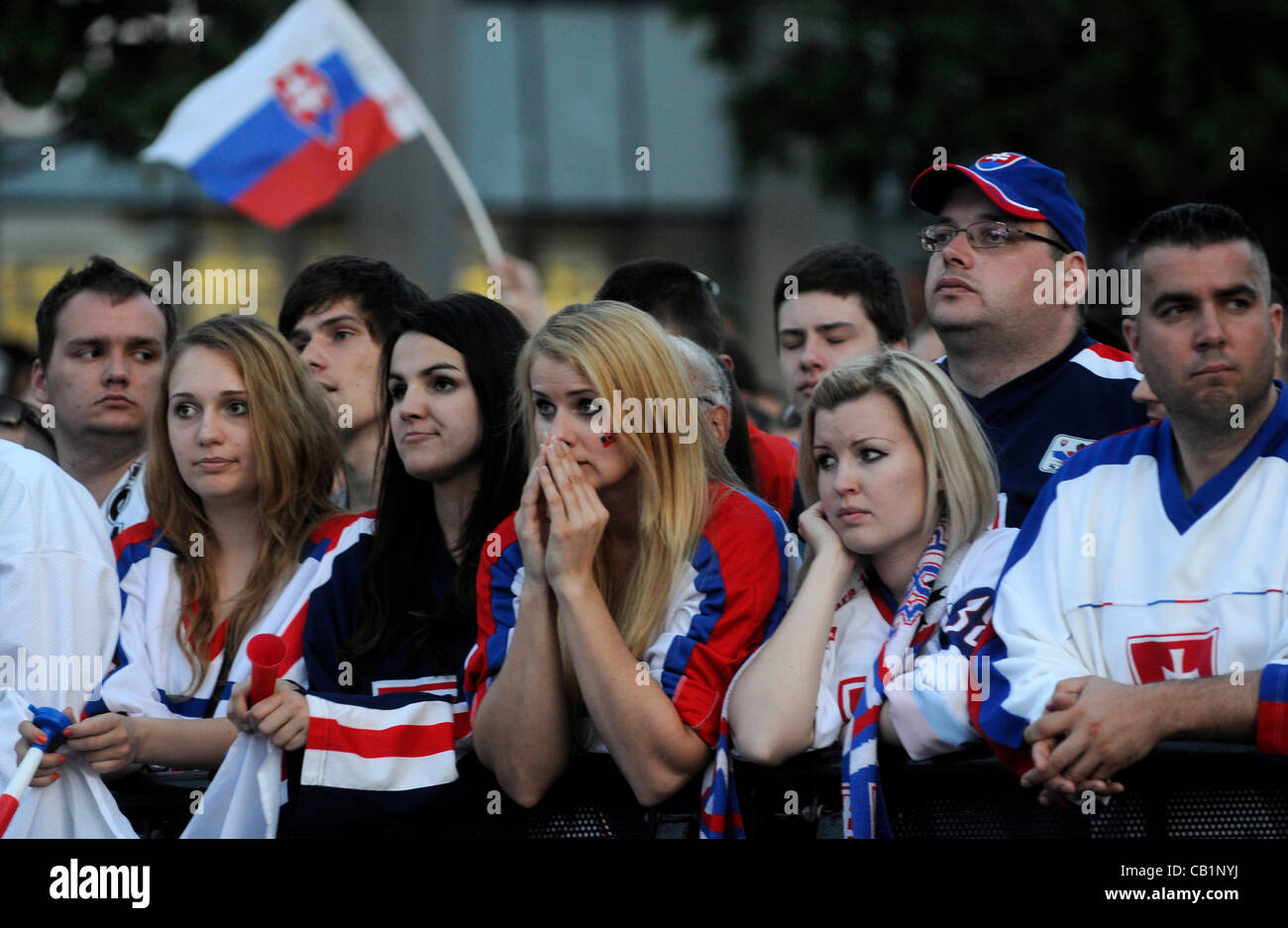Slovak fans follow the final match Slovakia vs Russia, IIHF Ice Hockey ...