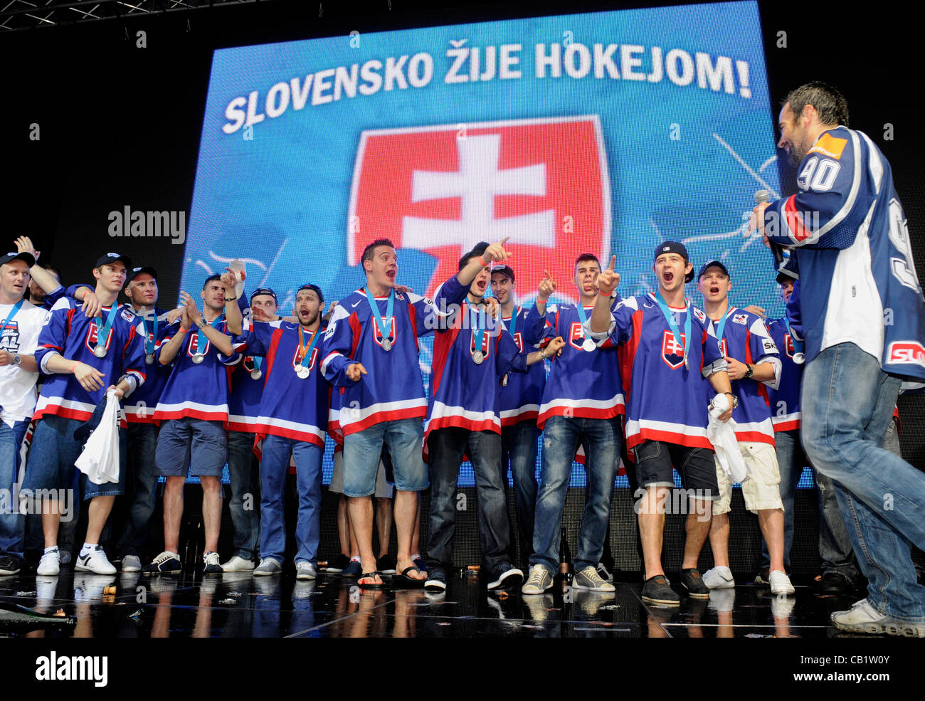 Slovak ice hockey players celebrated winning of silver medals at the ...