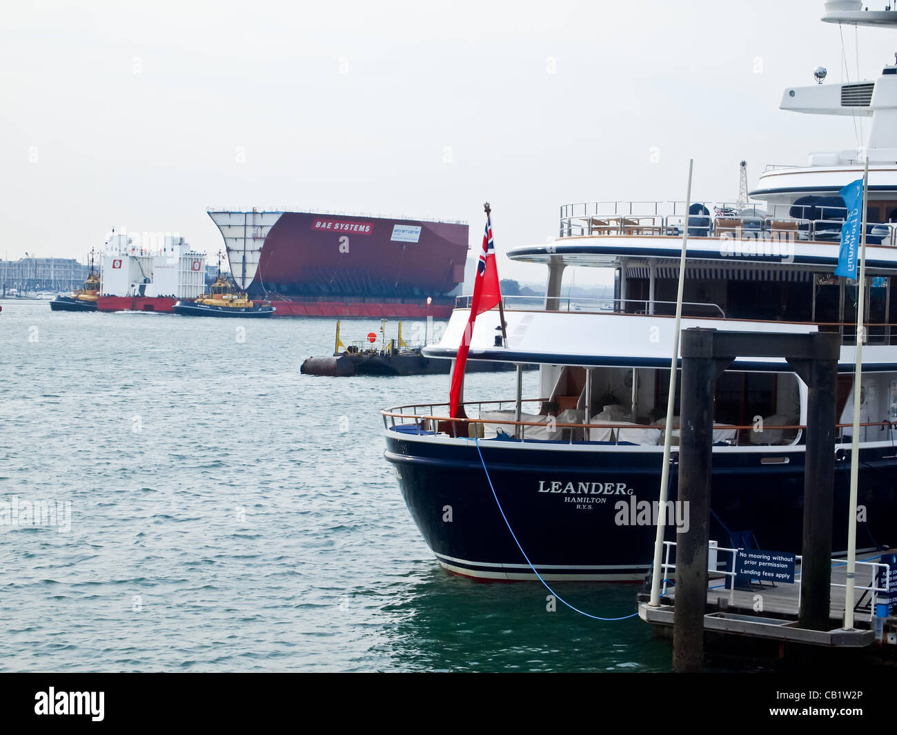 The 6000 tonne Forward section of HMS Queen Elizabeth is towed from ...