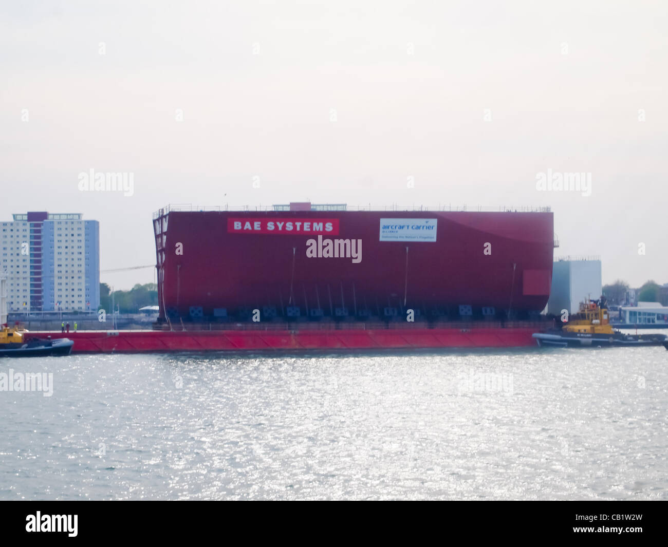 The 6000 tonne Forward section of HMS Queen Elizabeth is towed from ...