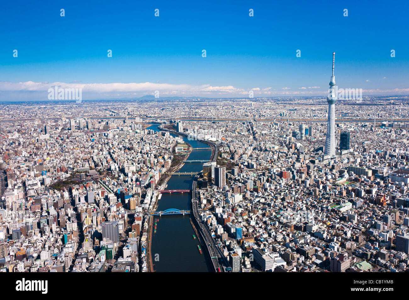File Photo Showing an aerial view of Tokyo Skytreetaken on February 9th ...