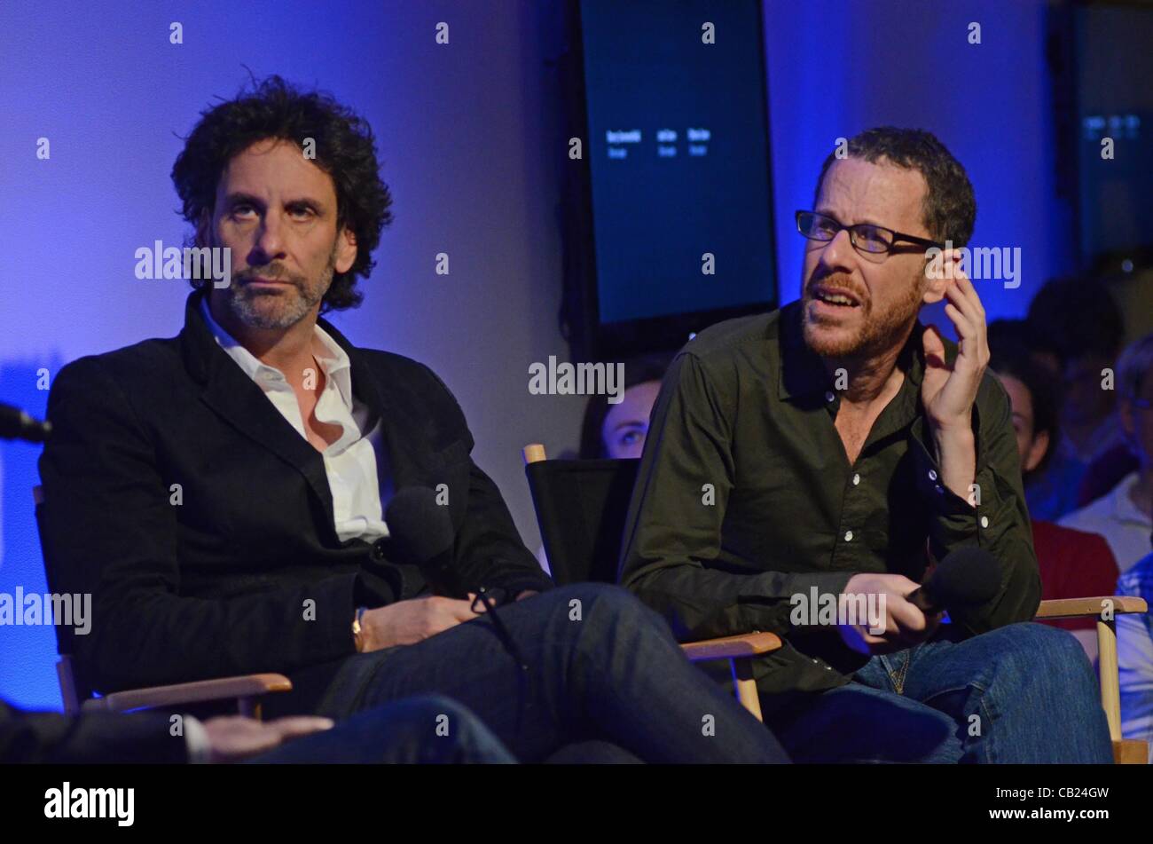 Joel Coen, Ethan Coen on stage for The Apple Store SoHo Presents Meet ...
