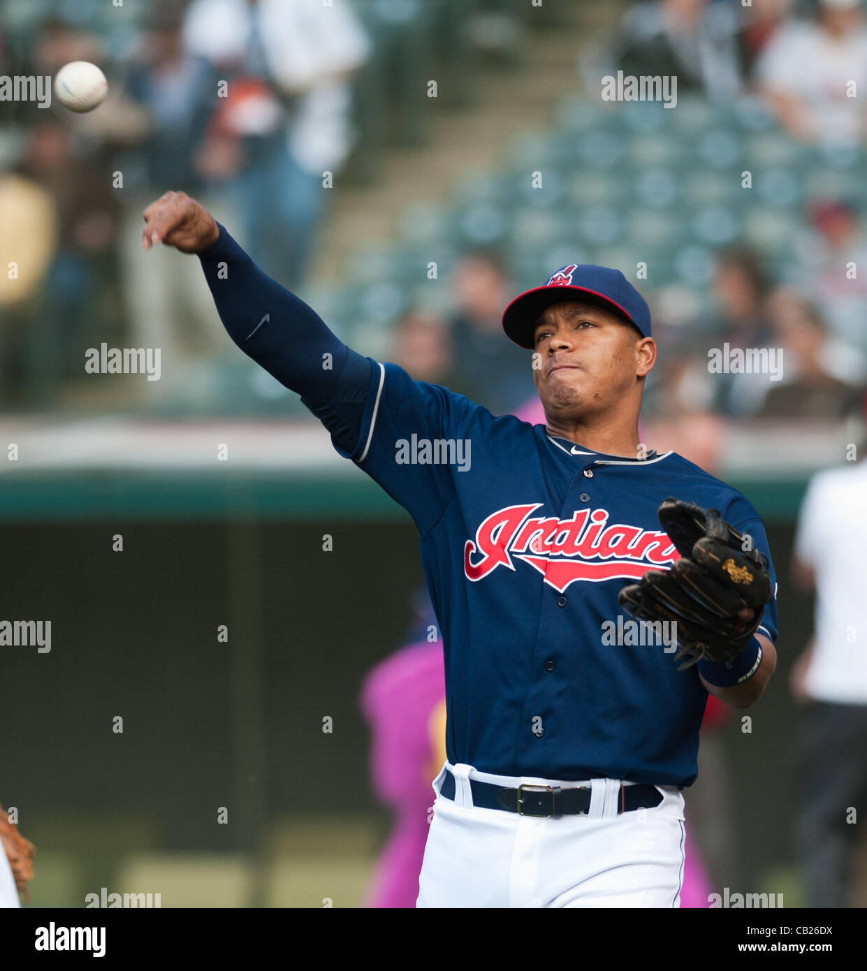 CLEVELAND, OH USA - MAY 22: Cleveland Indians third baseman Jose Lopez ...