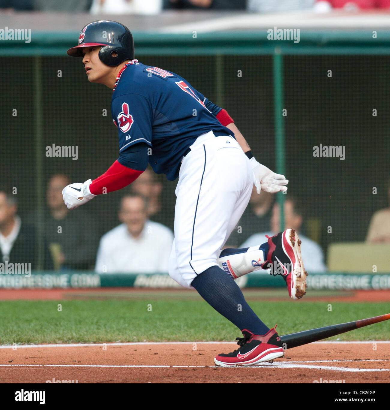 CLEVELAND, OH USA - MAY 22: Cleveland Indians right fielder Shin-Soo ...