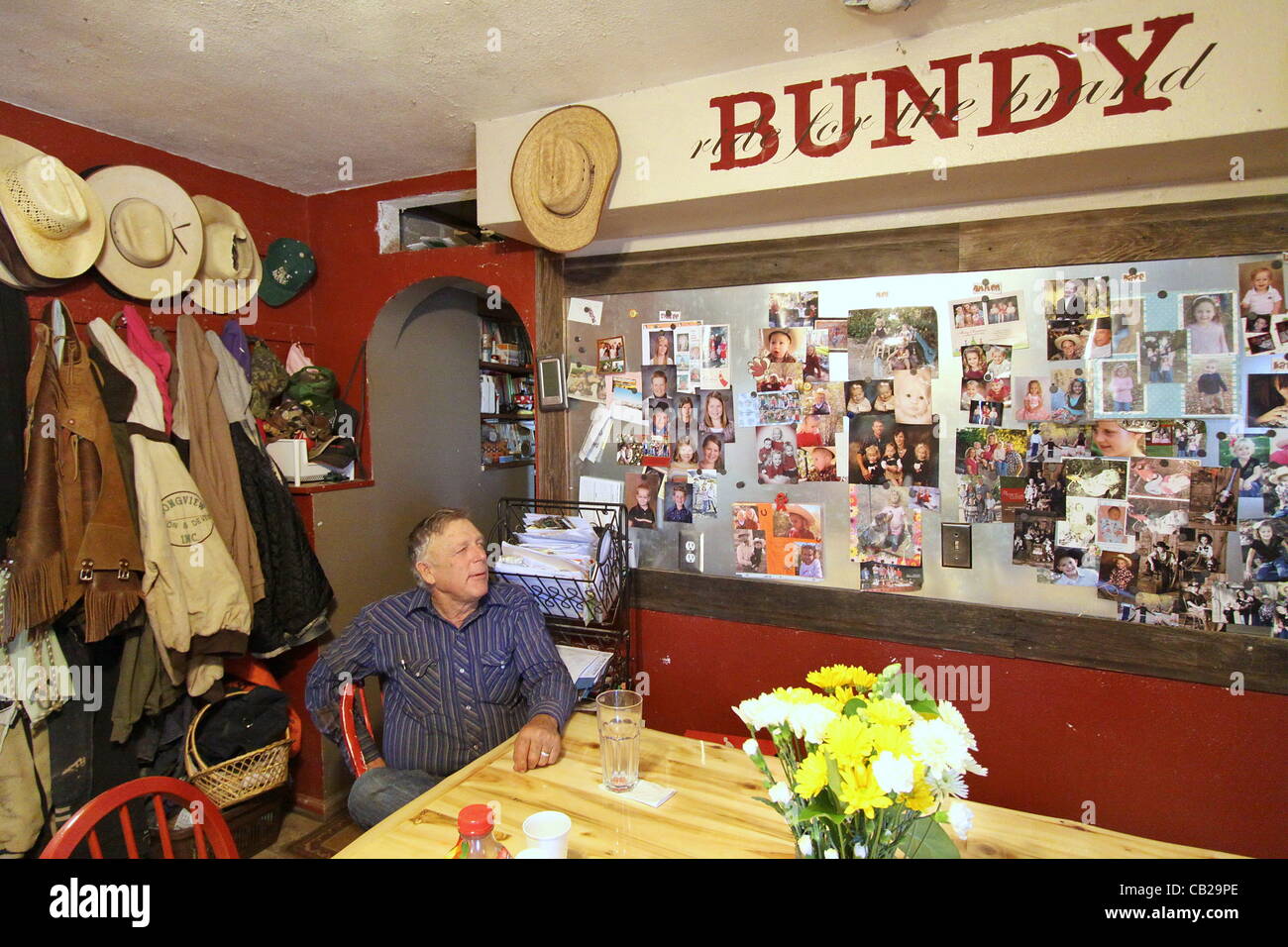 May 16, 2012 - Riverside, NV, U.S - With photos of his large family ...