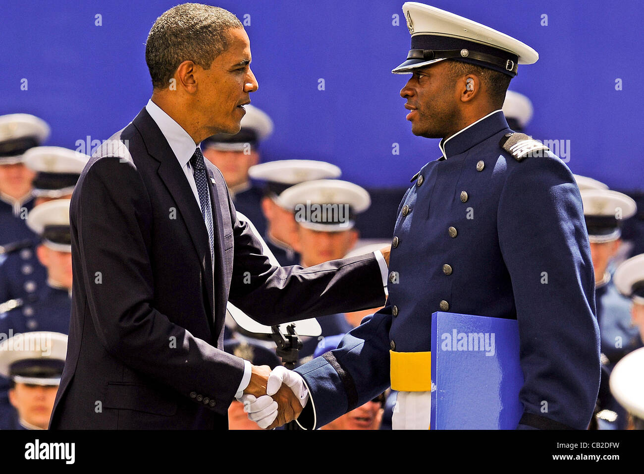 US President Barack Obama congratulates Cadet 1st Class Timothy ...
