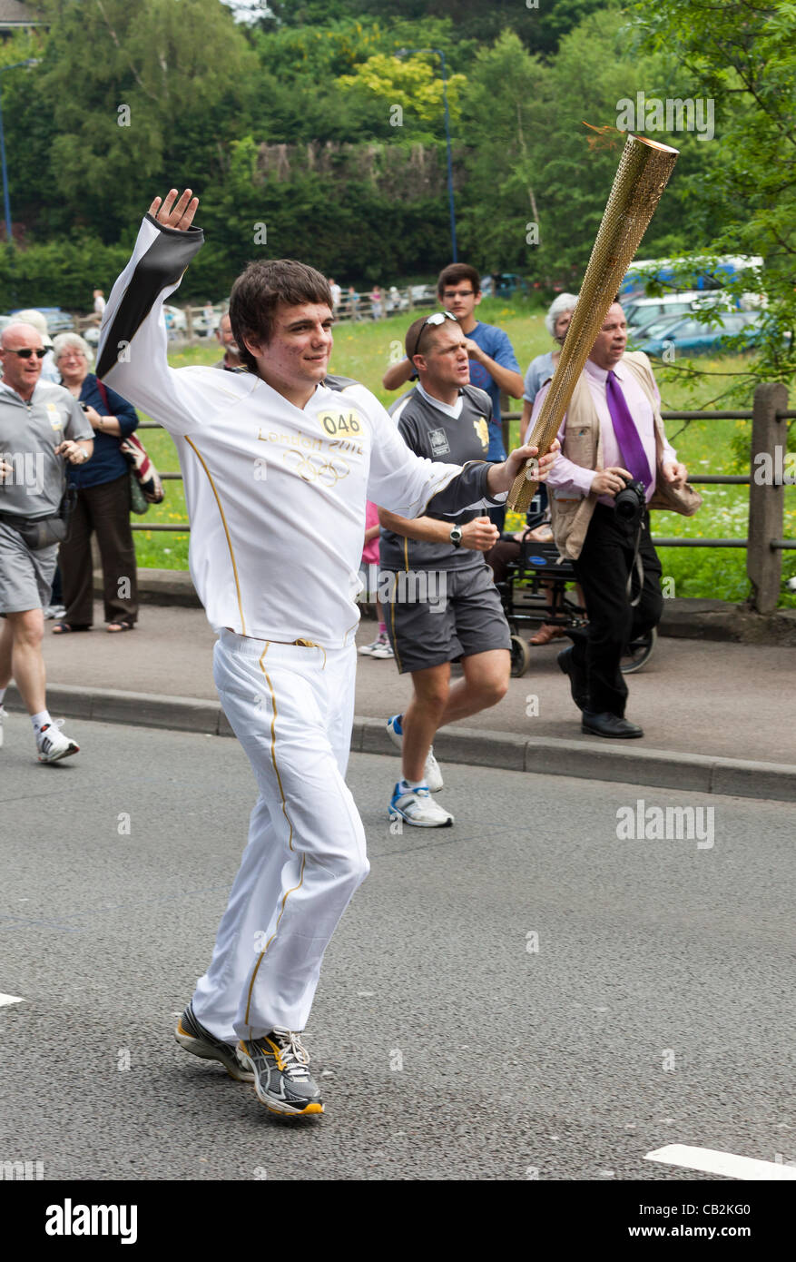 Sean Lewis age 16 from Llanbradach carryng the flame during the torch ...