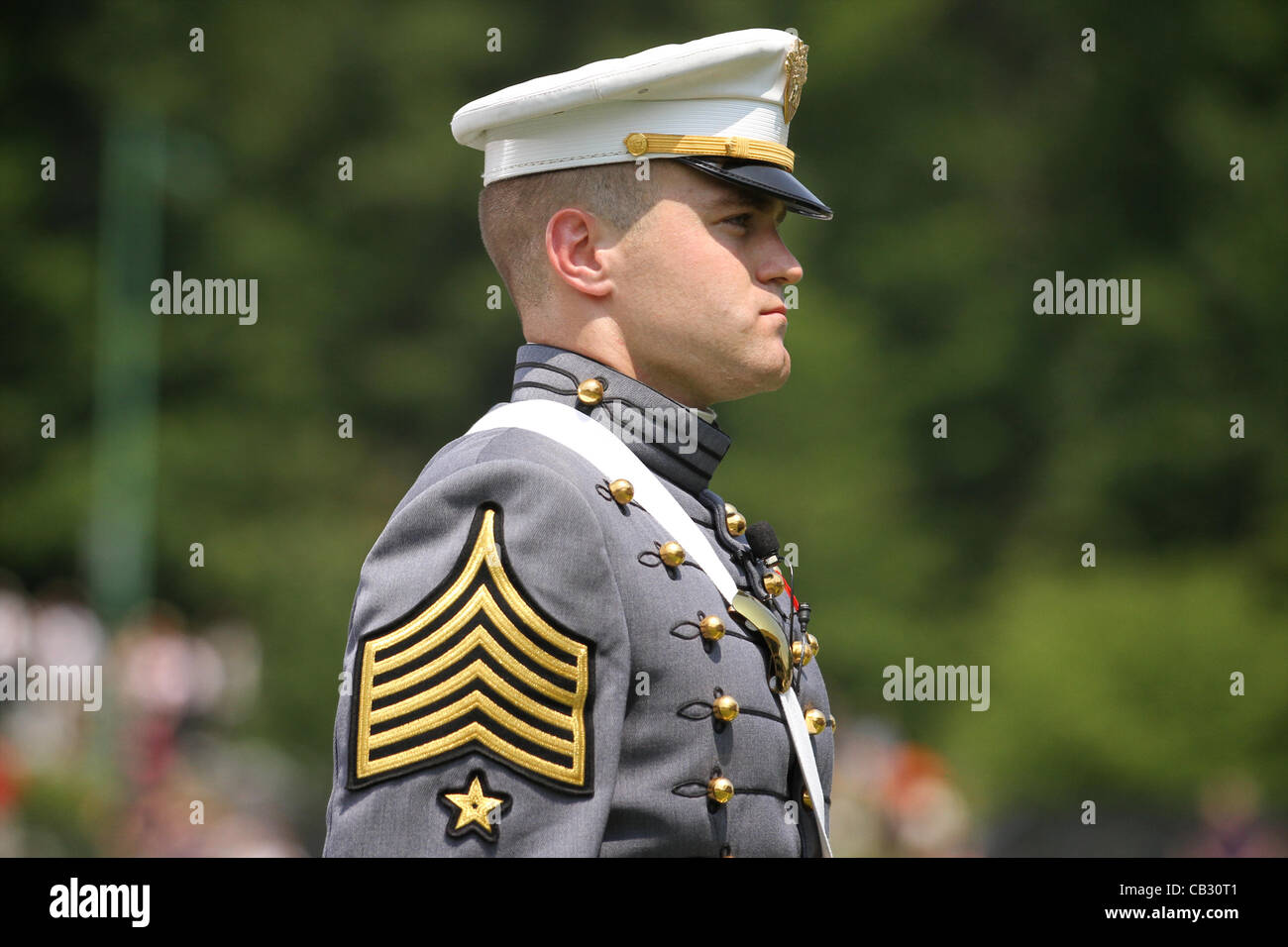 A graduating cadet from the US Military Academy class of 2012 stands ...