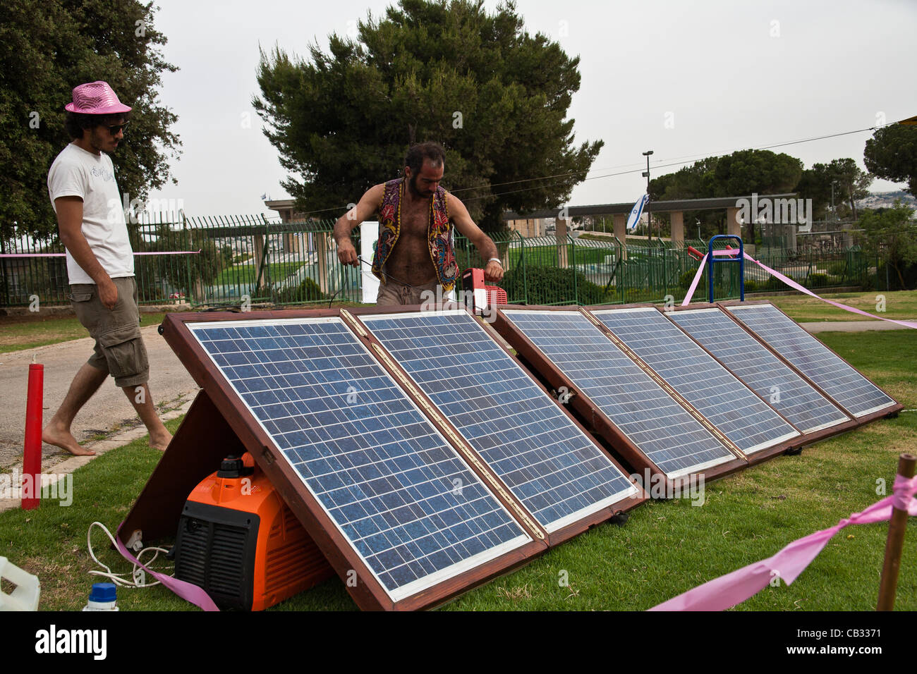 Solar panels are used to generate electricity at a Shavuot Holiday ...