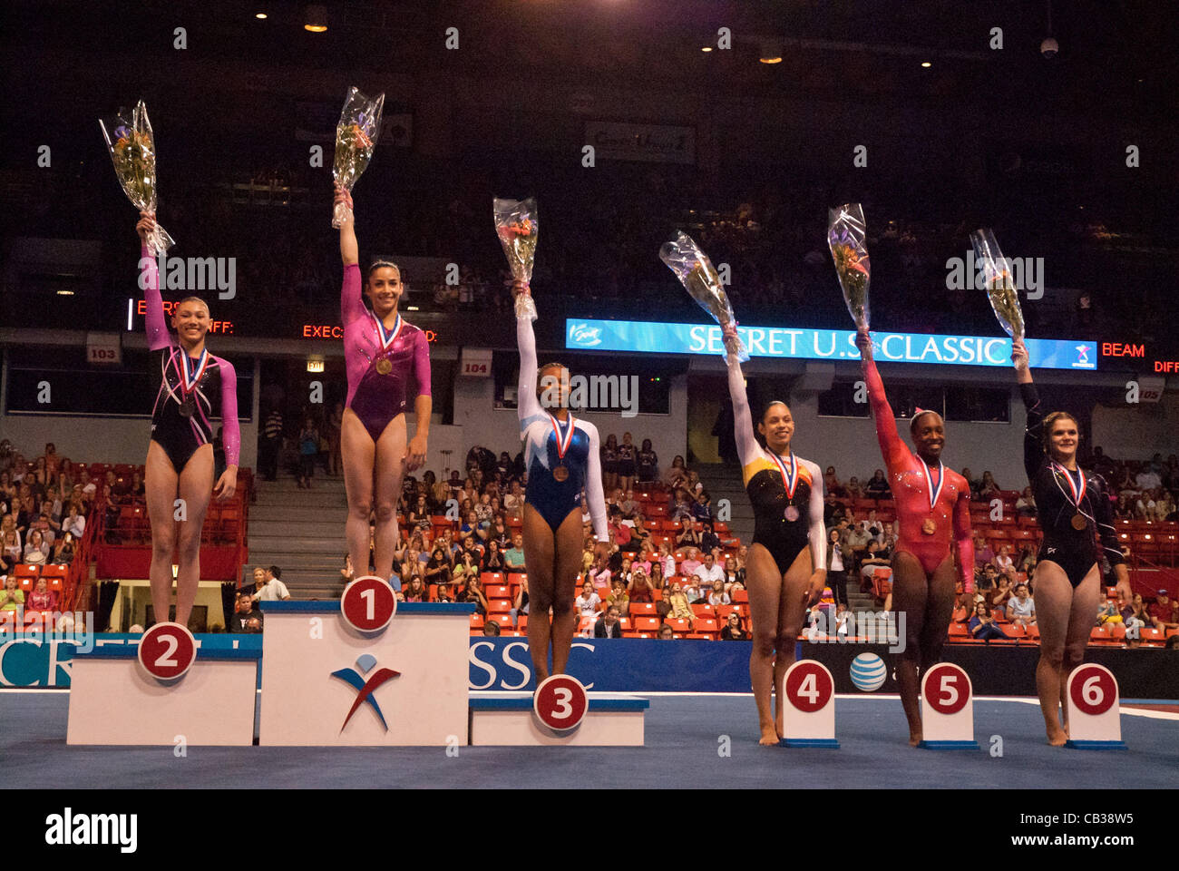Women gymnasts compete in the U.S. Secret Classic in Chicago on May 26 ...