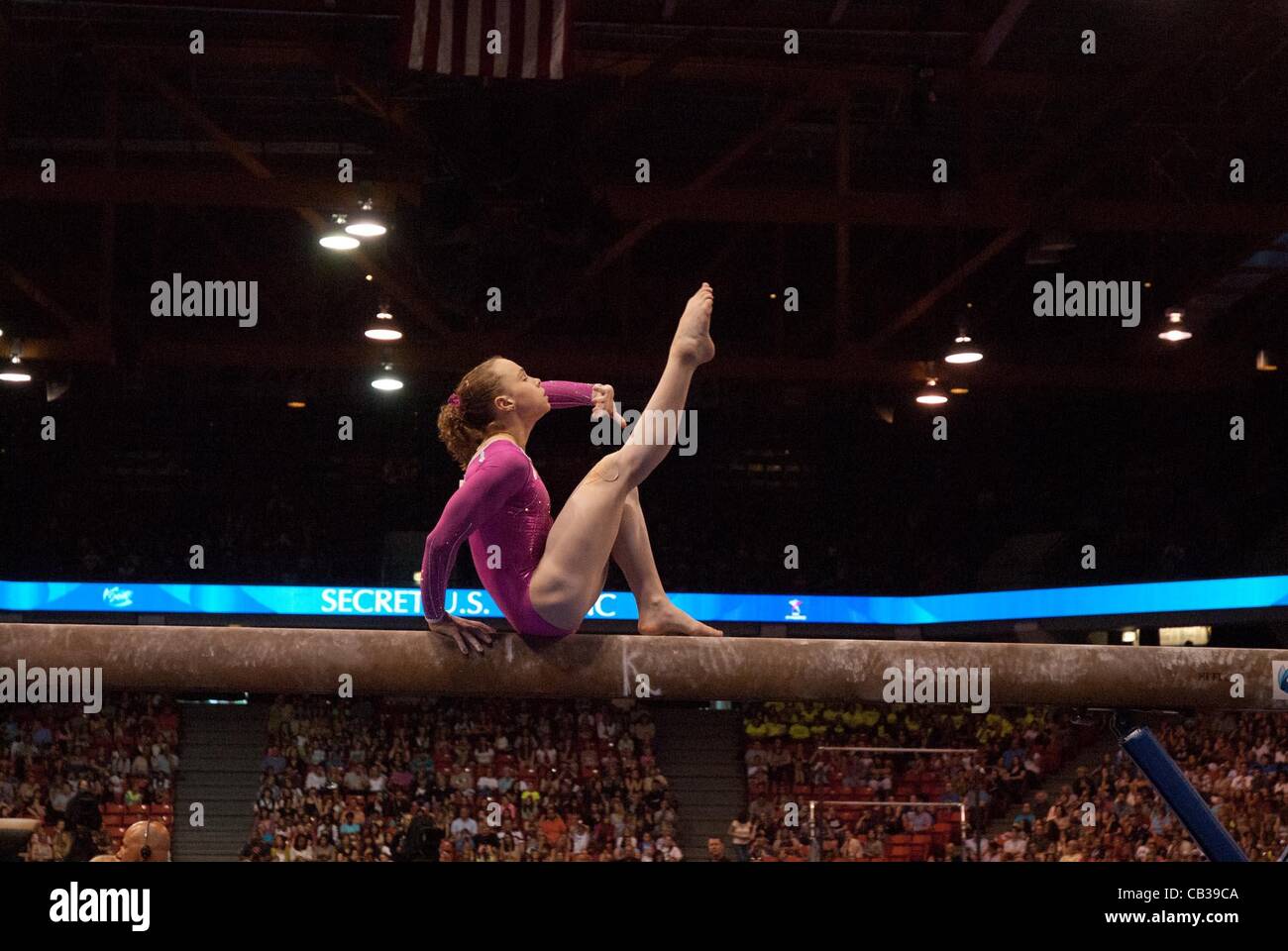 Rebecca Bross of WOGA Gymnastics has mastered the balancing beam Stock ...