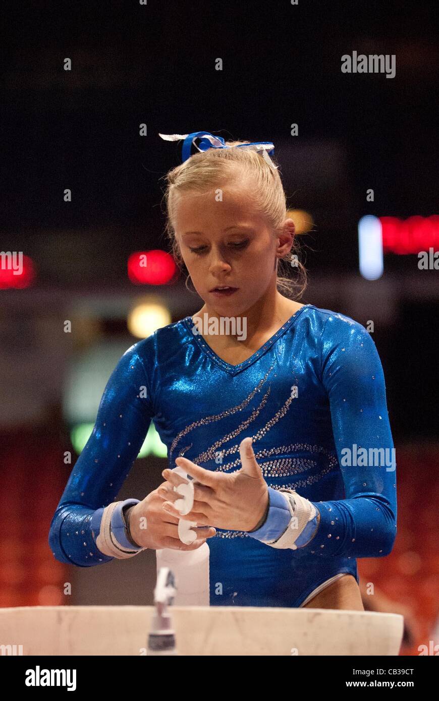McKenzie Wofford readies for the uneven bar exercise Stock Photo - Alamy