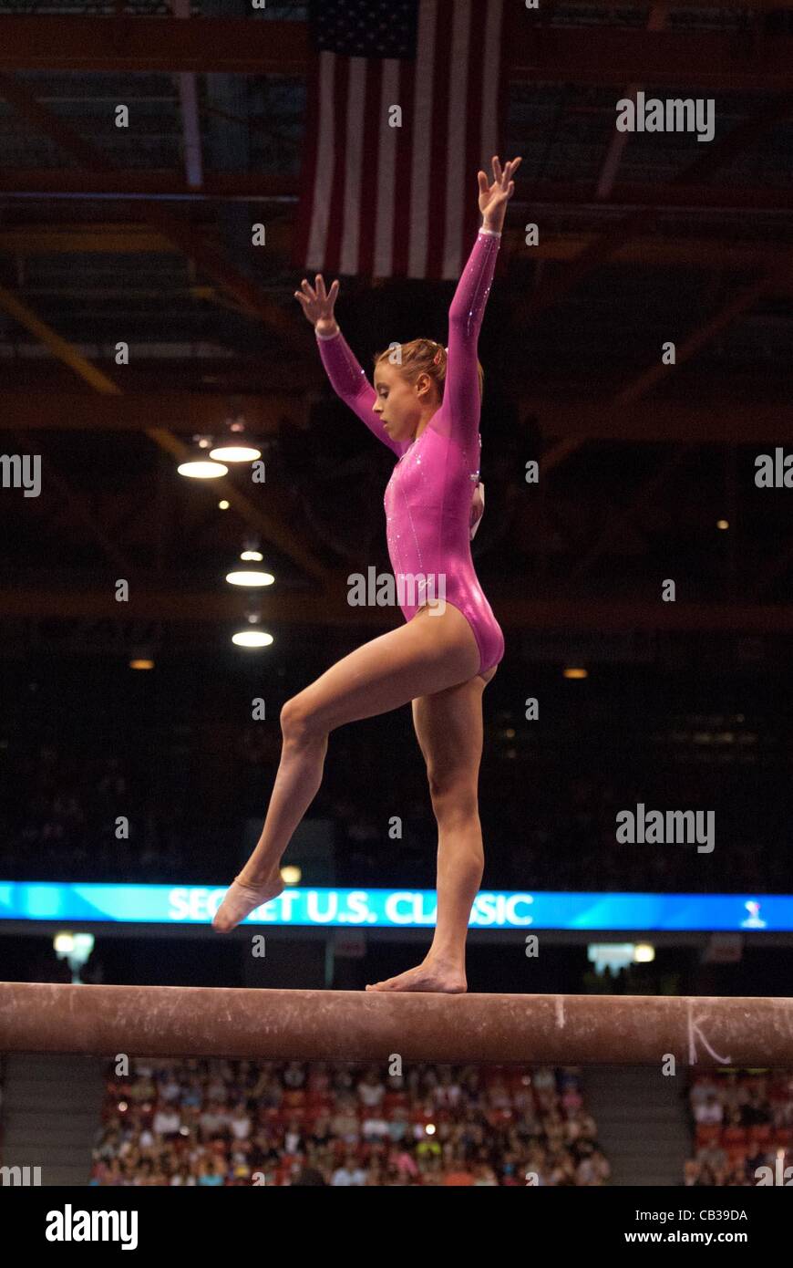 Grace McLaughlin of WOGA Gymnastics performs on the balancing beam in ...