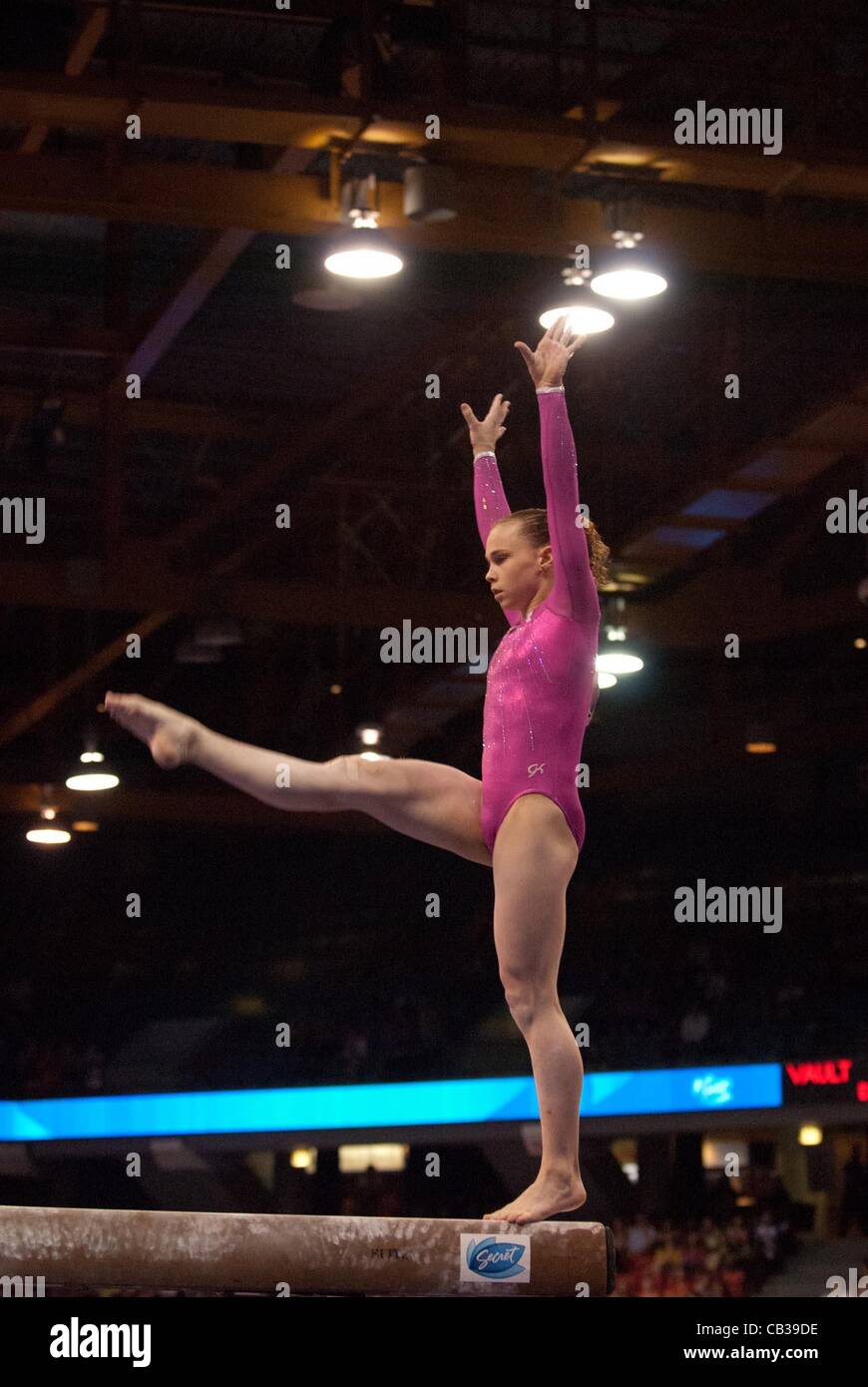 Rebecca Bross of WOGA Gymnastics on the beam Stock Photo - Alamy